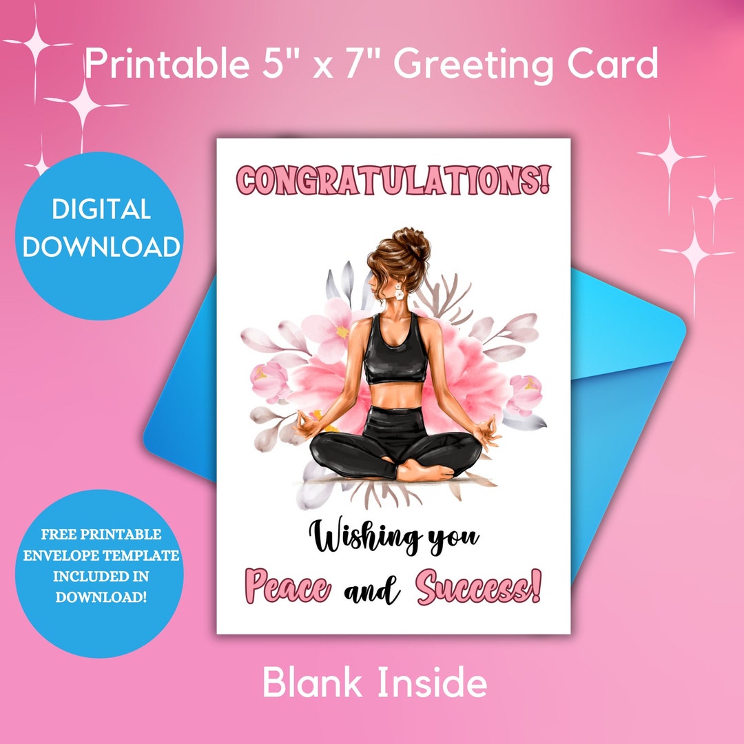 Congratulations! Wishing You Peace and Success! Printable 5x7" Card ...