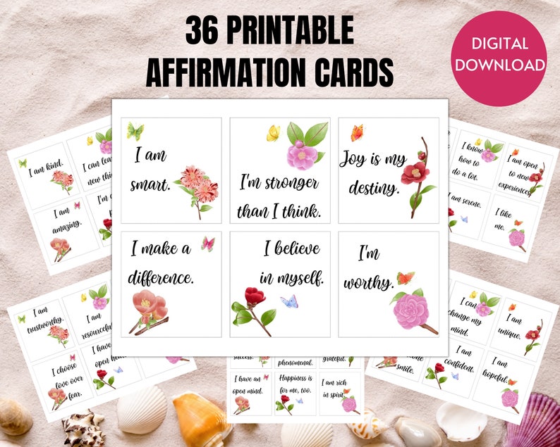 Printable Positive Affirmation Cards Set of 36 Vision Board - Etsy