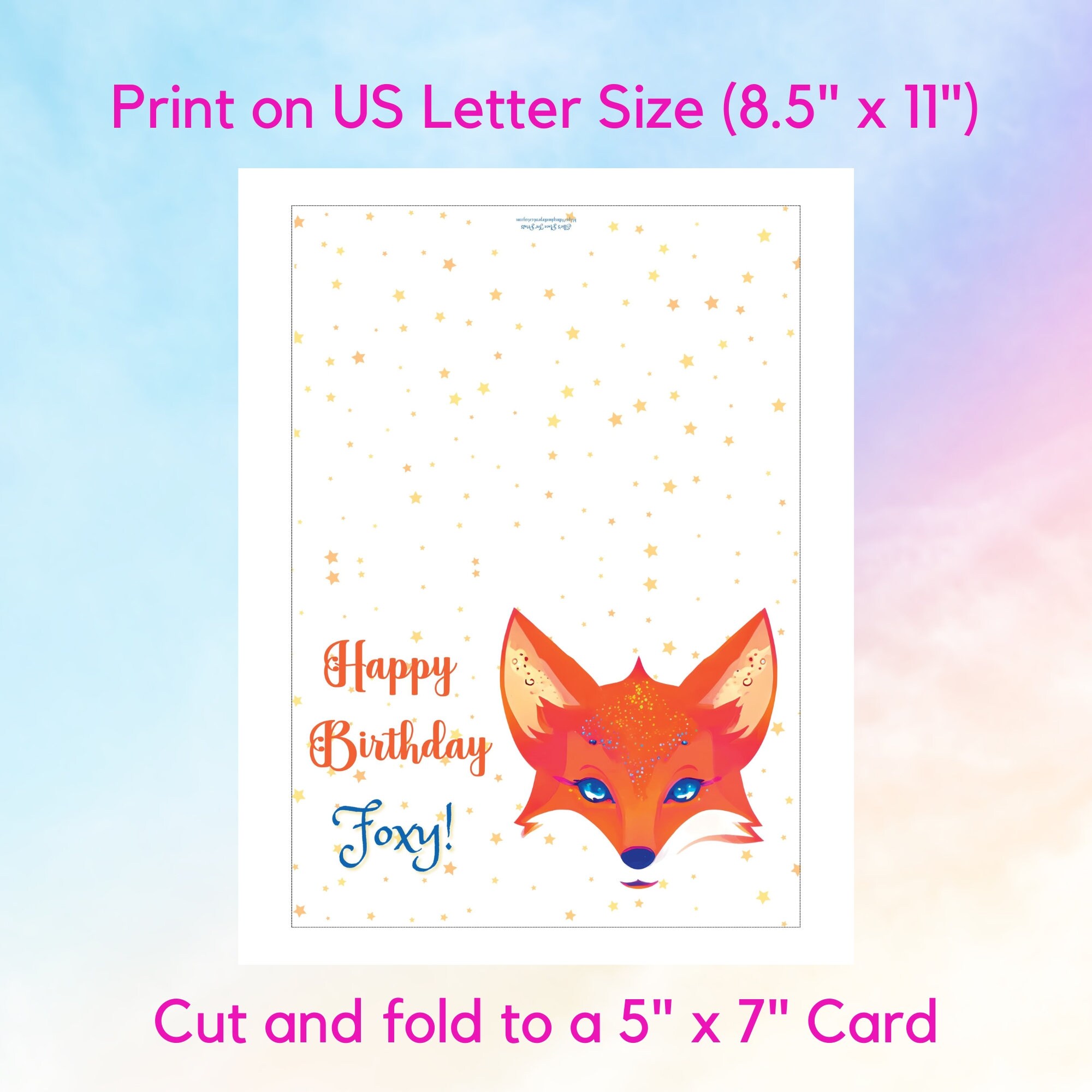 Happy Birthday, Foxy! Printable 5x7" Card, Blank Inside, Free Printable ...