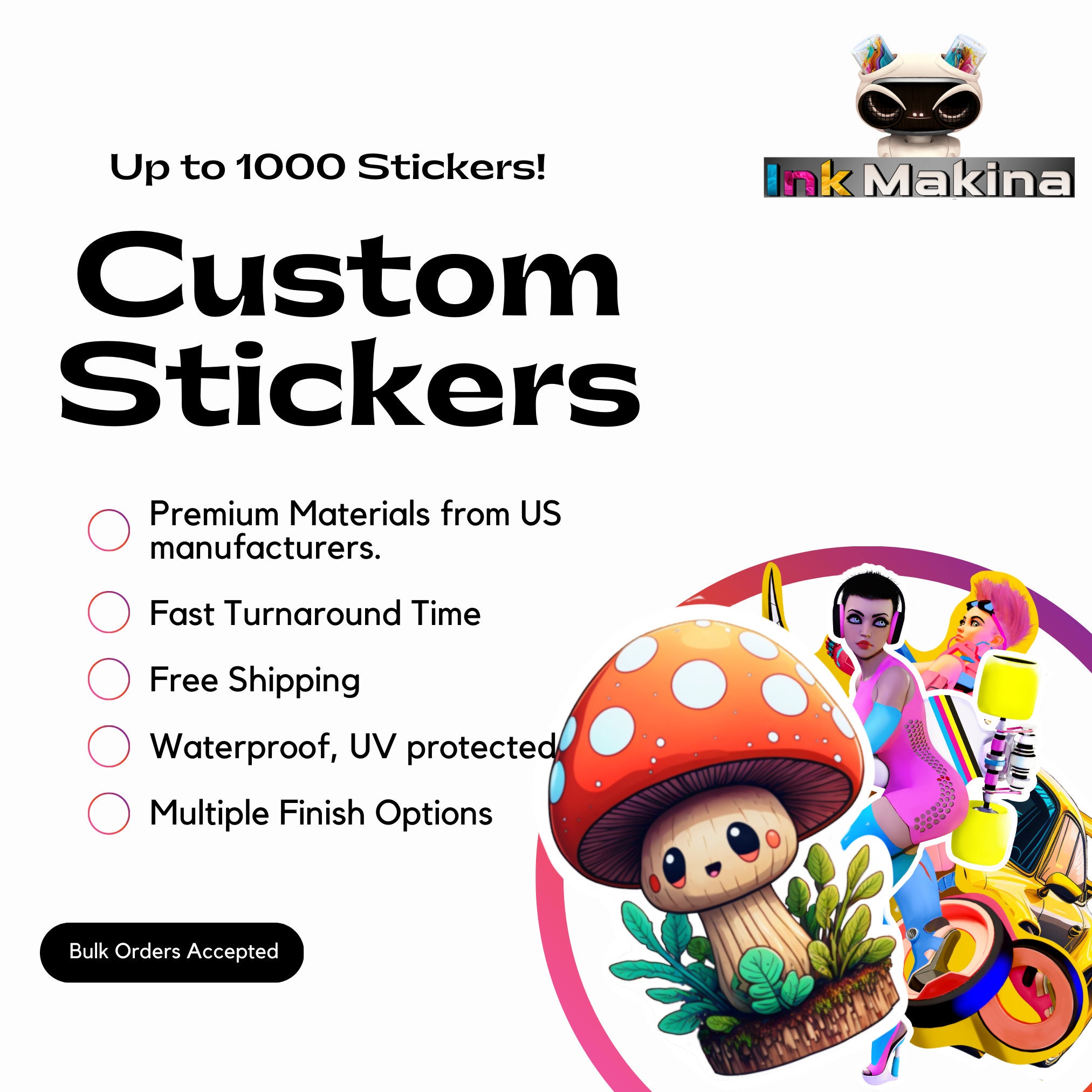 Custom Vinyl Waterproof Stickers Cut in Any Shape. Multiple - Etsy