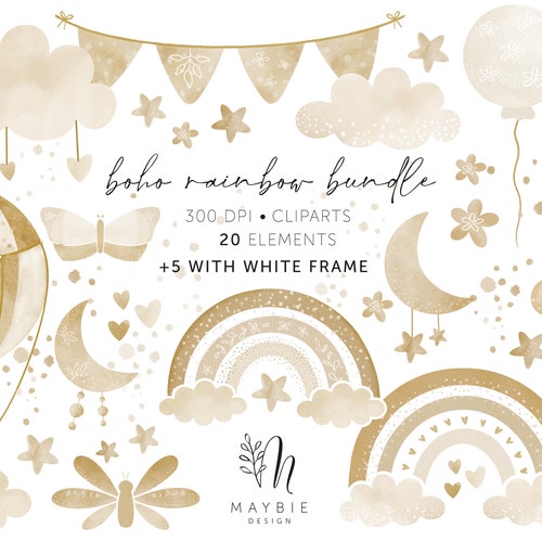 Neutral Boho Rainbow Bundle Gender Neutral Boho Rainbow Png - Etsy