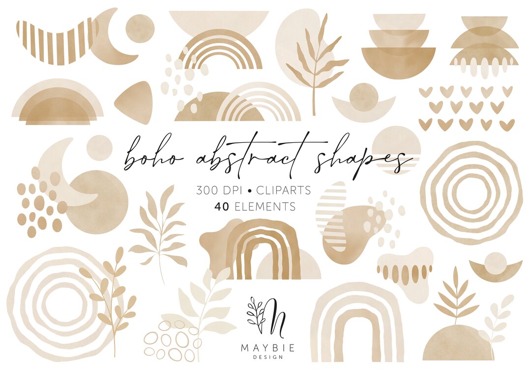 Boho Shapes, Abstract Boho Clipart, Abstract Shapes, Modern Clipart ...
