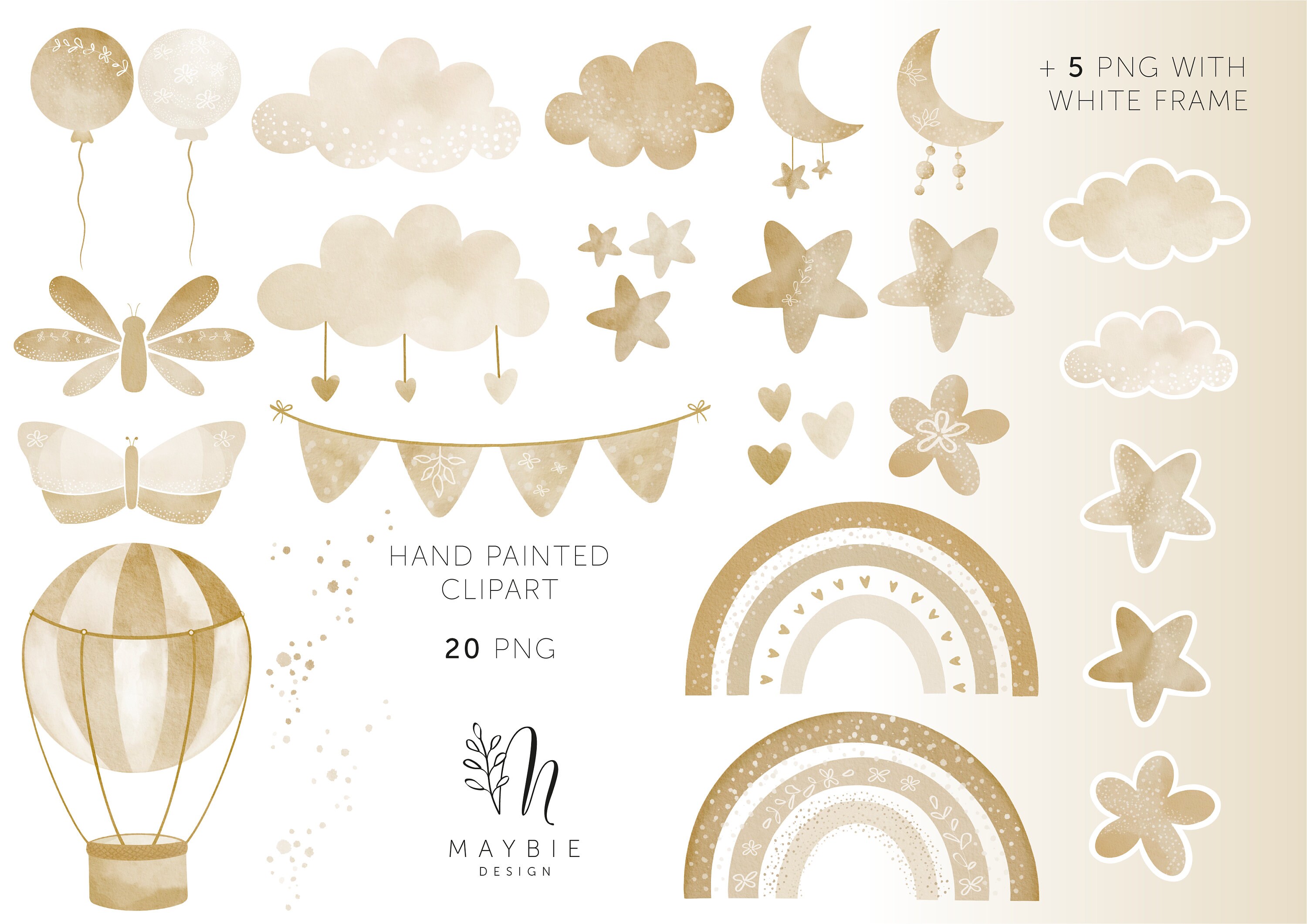 Neutral Boho Rainbow Bundle, Gender Neutral, Boho Rainbow Png, Boho ...