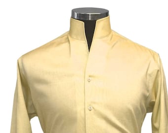 Yellow Mandarin Collar Shirt - Etsy