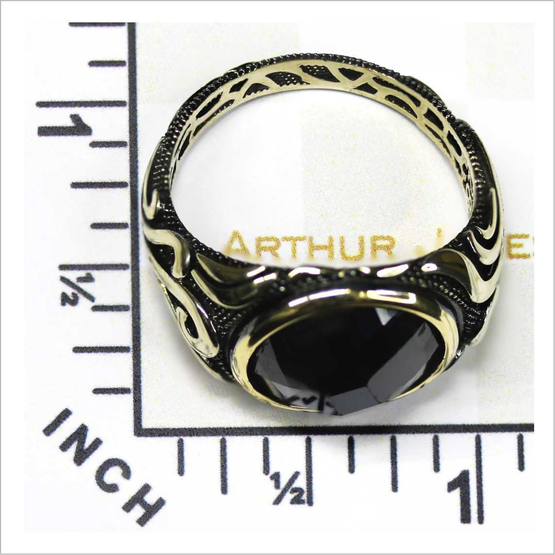 Saudi Arabian Mens Ring, Victorian Ring, Black Stone & Swirl Pattern ...