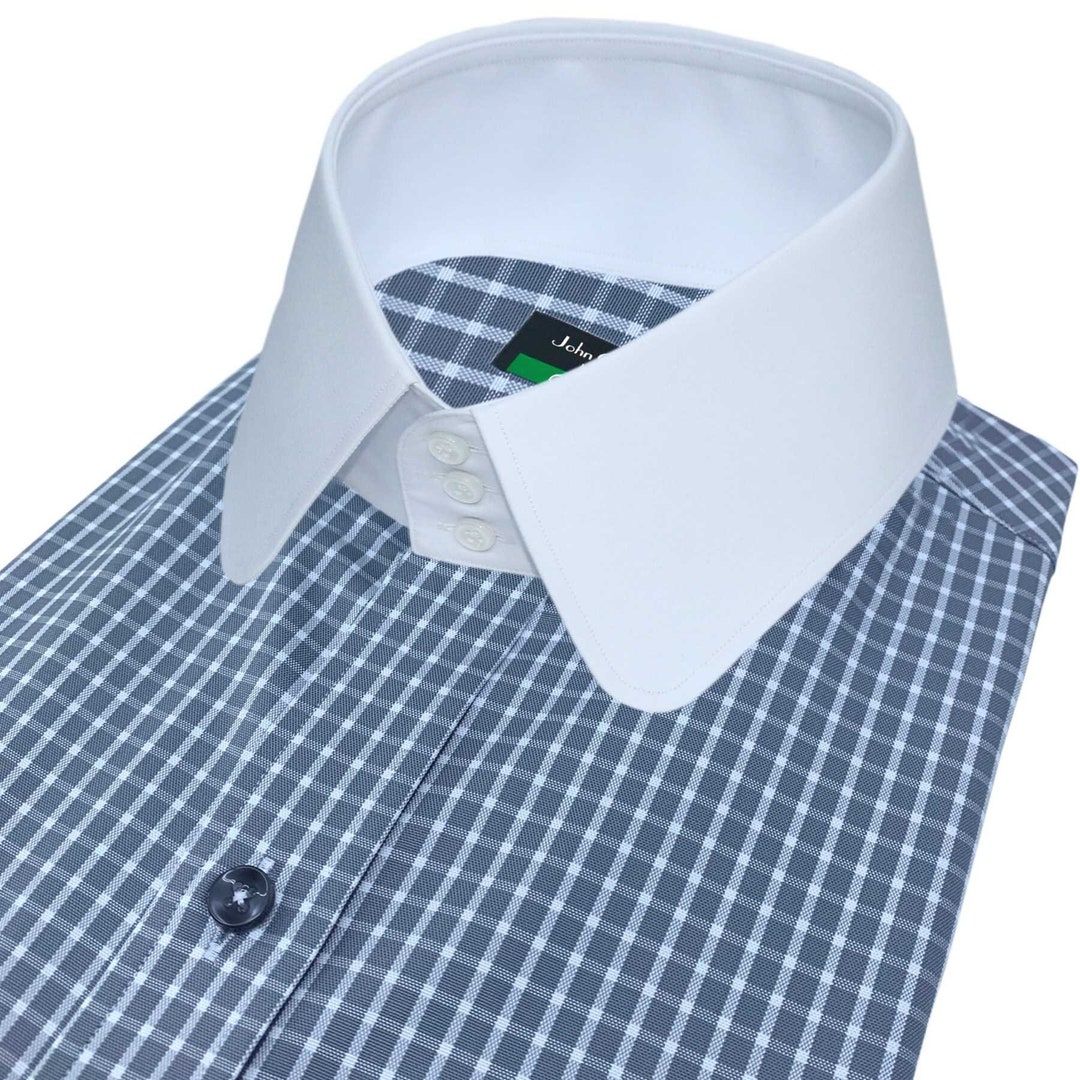 Dark Blue & White Checks Checkered High Penny Collar Dress - Etsy
