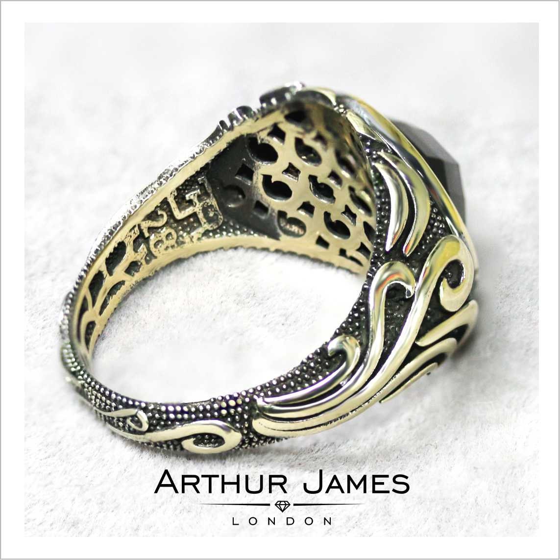 Saudi Arabian Mens Ring, Victorian Ring, Black Stone & Swirl Pattern ...