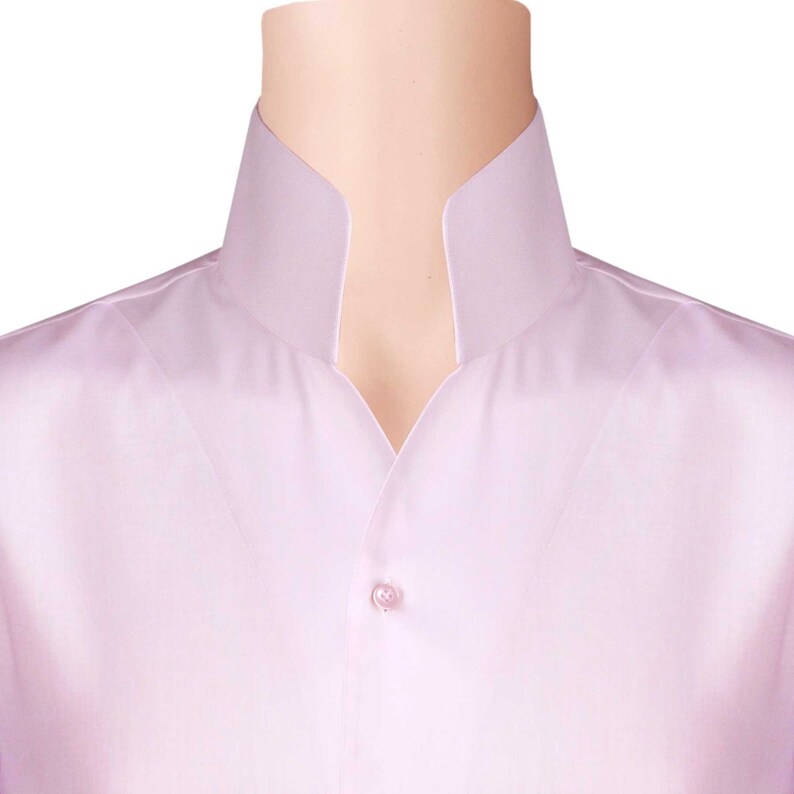 High Open Buttonless V Collar Pink Wrinkle Free Dress Shirt Men's Non ...