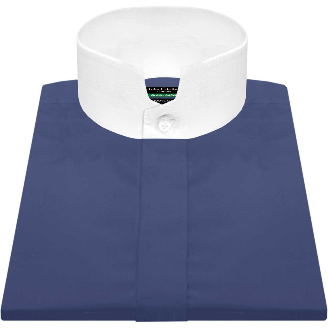 Clerical Collar Clergy Shirt Roman Tonsure Collar Shirt Navy - Etsy