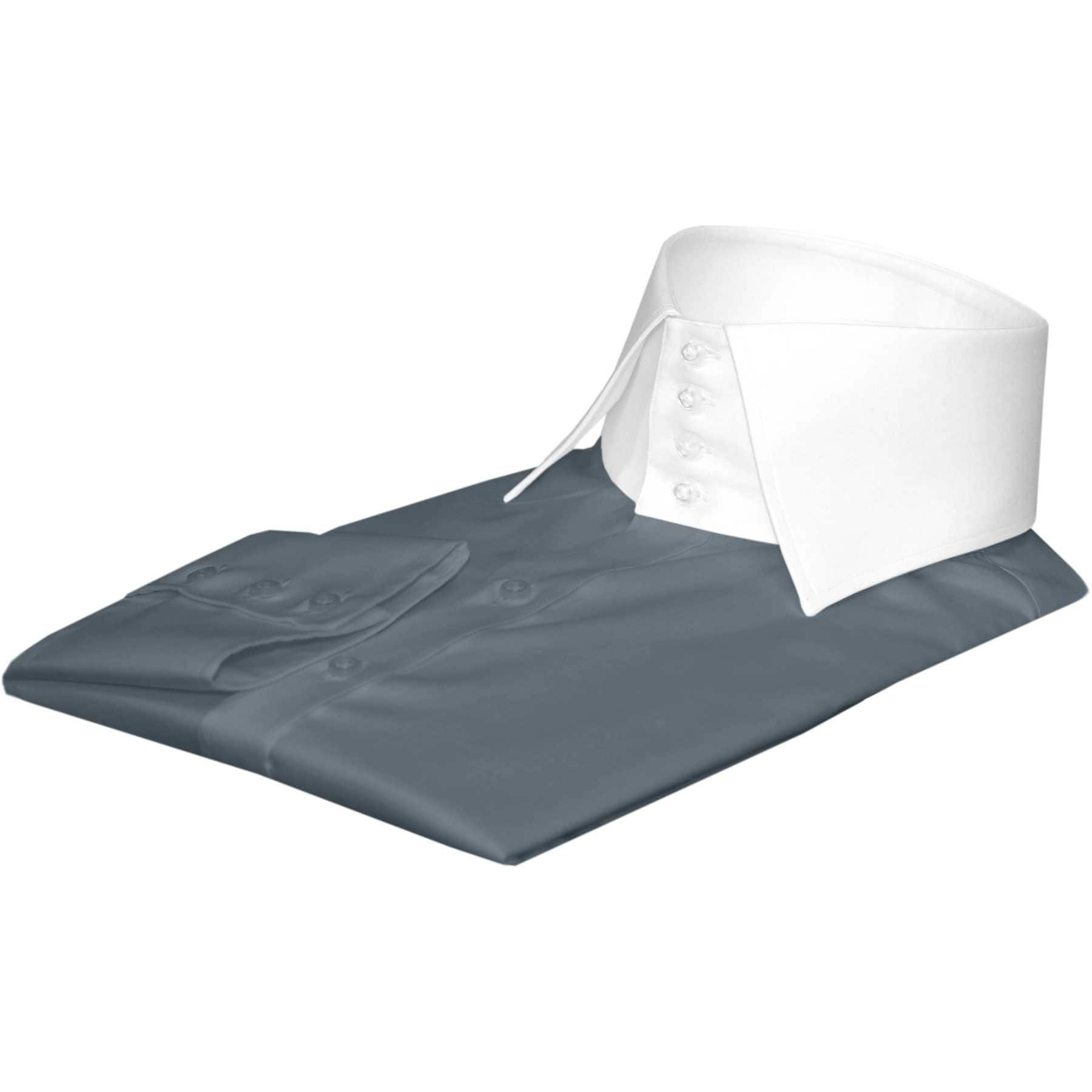Dark Grey Iconic Windsor High Spread Collar Plain Dress Shirt Mens/ 3 ...