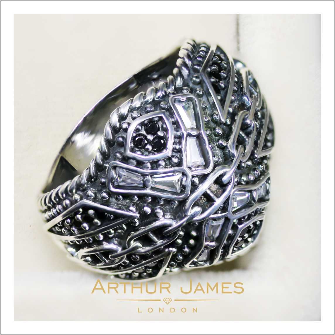 White Gold Finish Chain Designed Victorian Mens Ring - Etsy