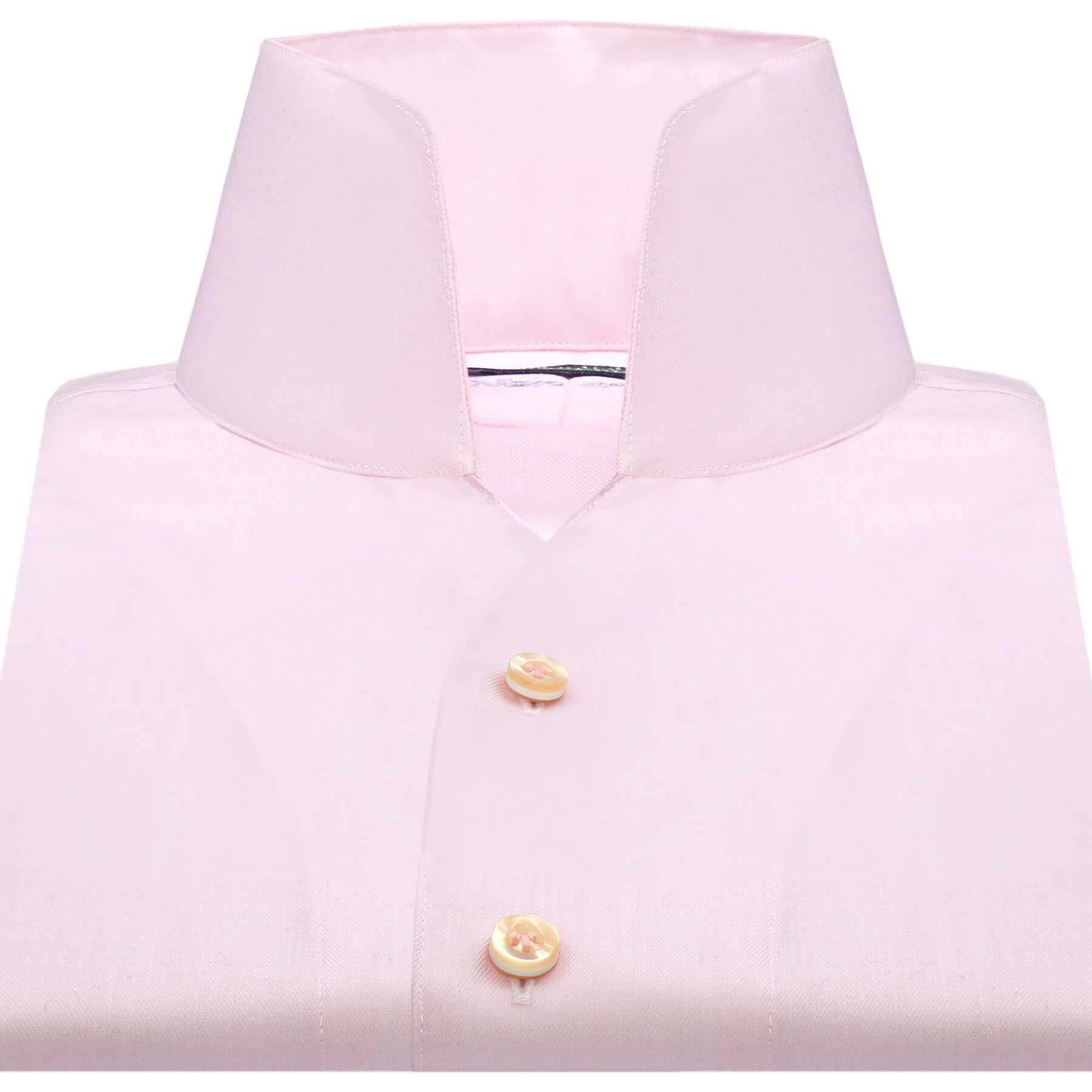 High Open Buttonless V Collar Pink Wrinkle Free Dress Shirt Men's Non ...