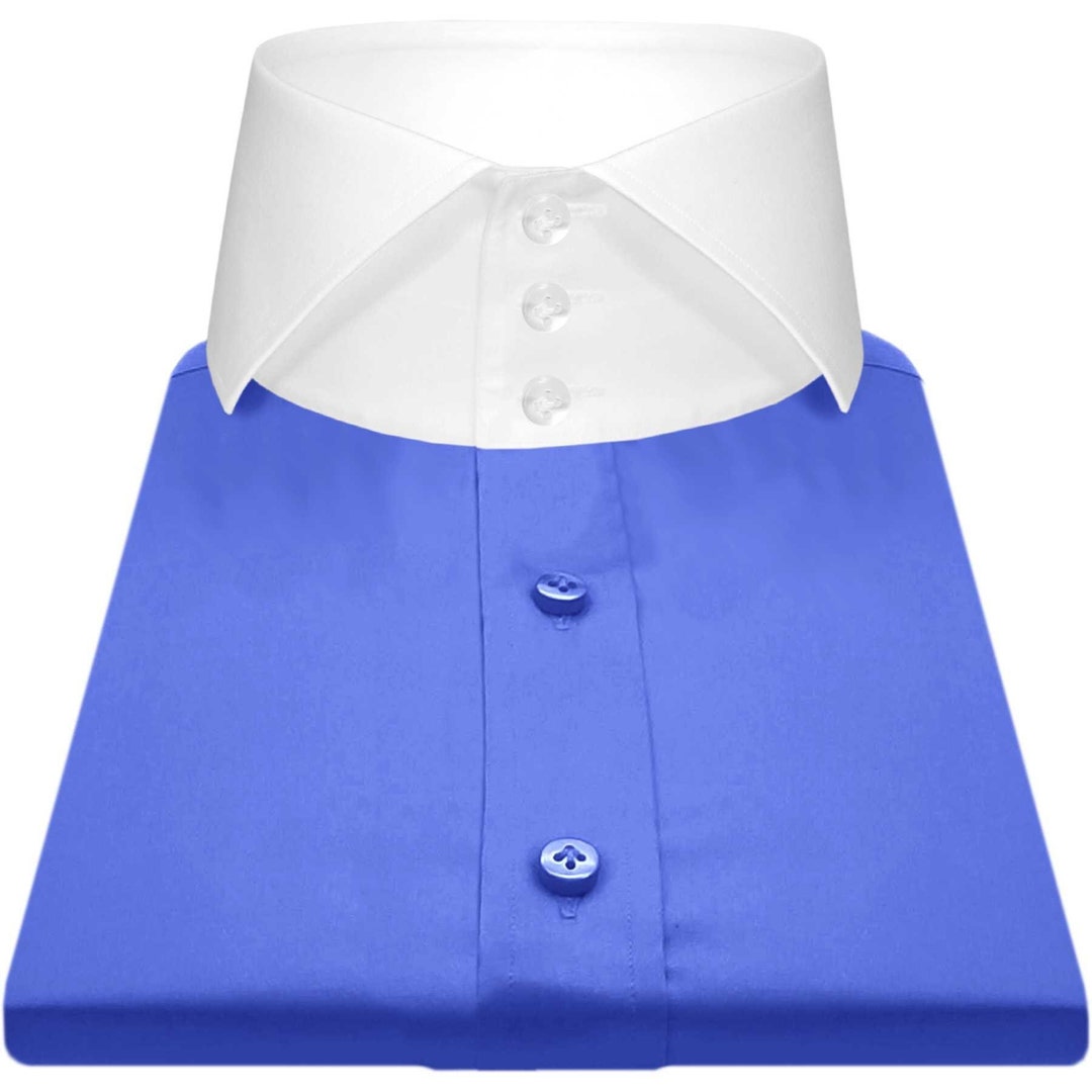 Dark Blue Extreme High Cutaway Collar Dress Shirt Mens/ English High ...