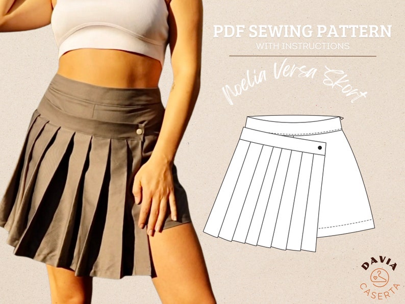 Women’s Detachable Mini SKIRT/SHORT Pdf Instructions Sewing PATTERN, Noelia Versa Skort & Half ...