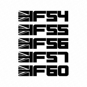 MINI F-series Chassis Codename With Union Jack - Vinyl Decal Sticker ...