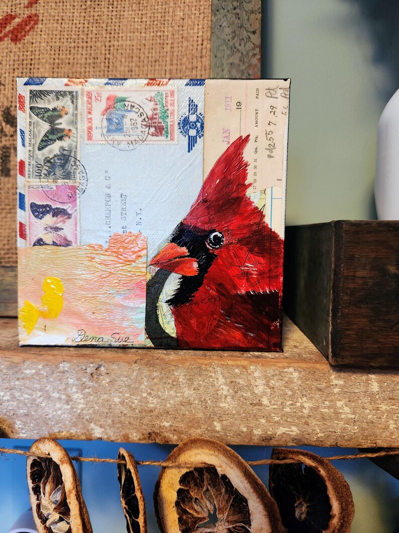 Original Acrylic Painted Cardinals, Male & Female Cardinal Bird Art - Etsy