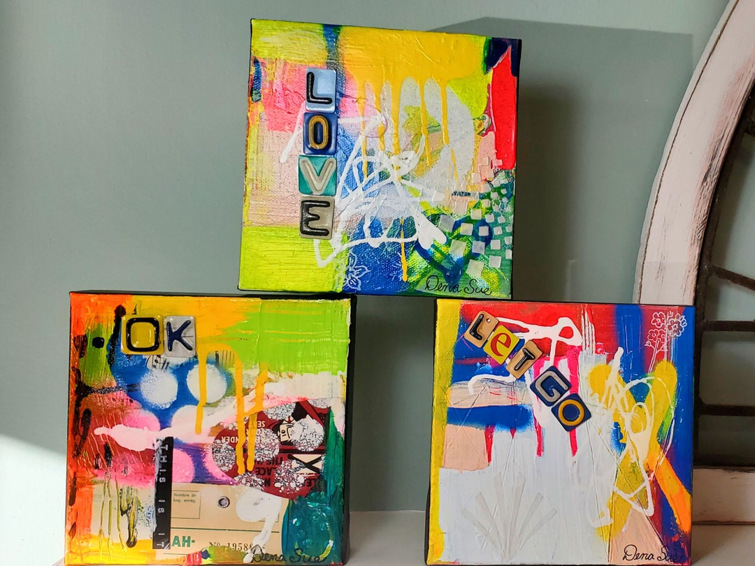 Bright Bold Colorful Artwork Mini Painting Abstract Art - Etsy