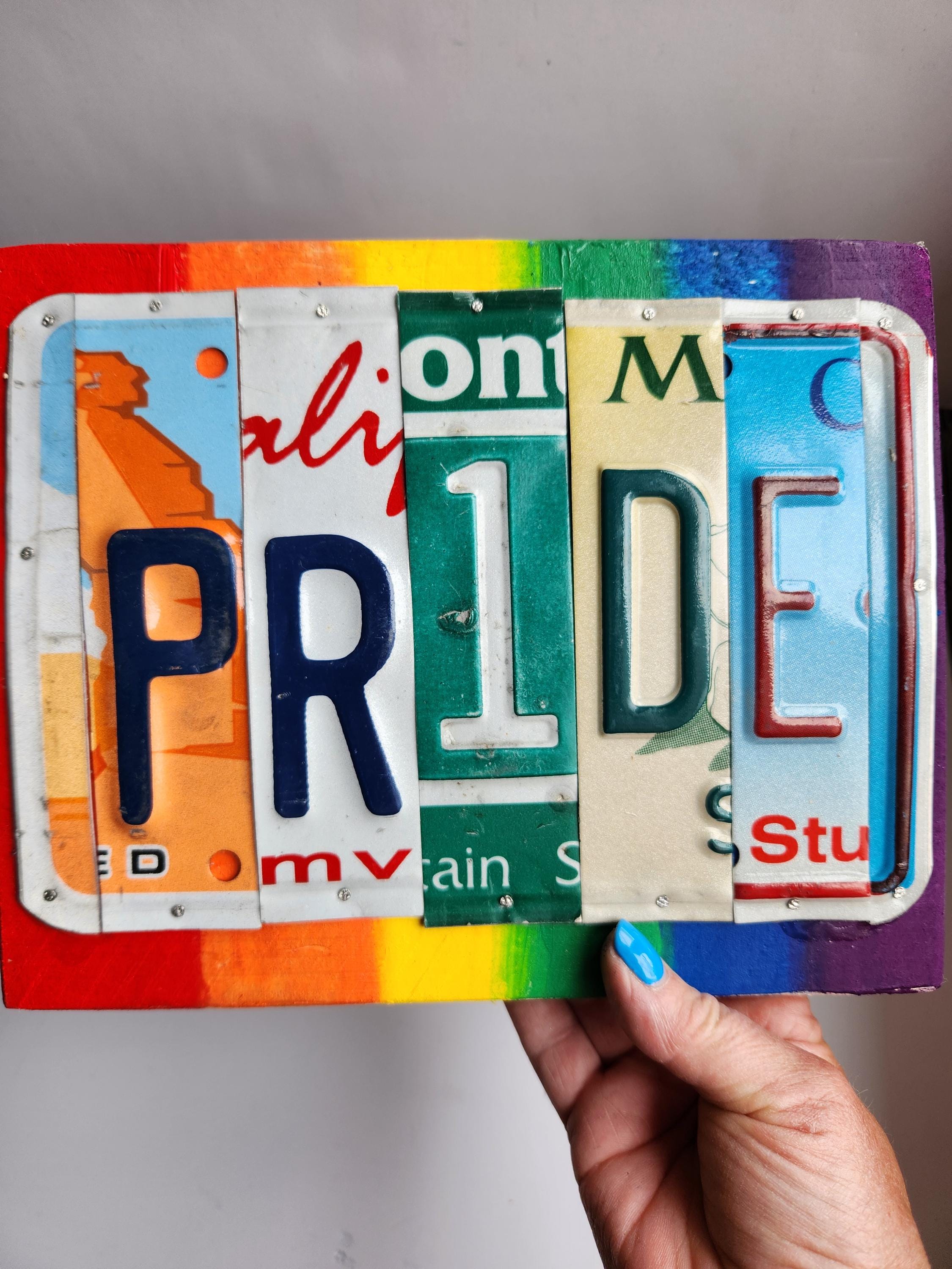 PRIDE Sign Handcrafted From License Plates, LGBTQ Wall Art - Etsy