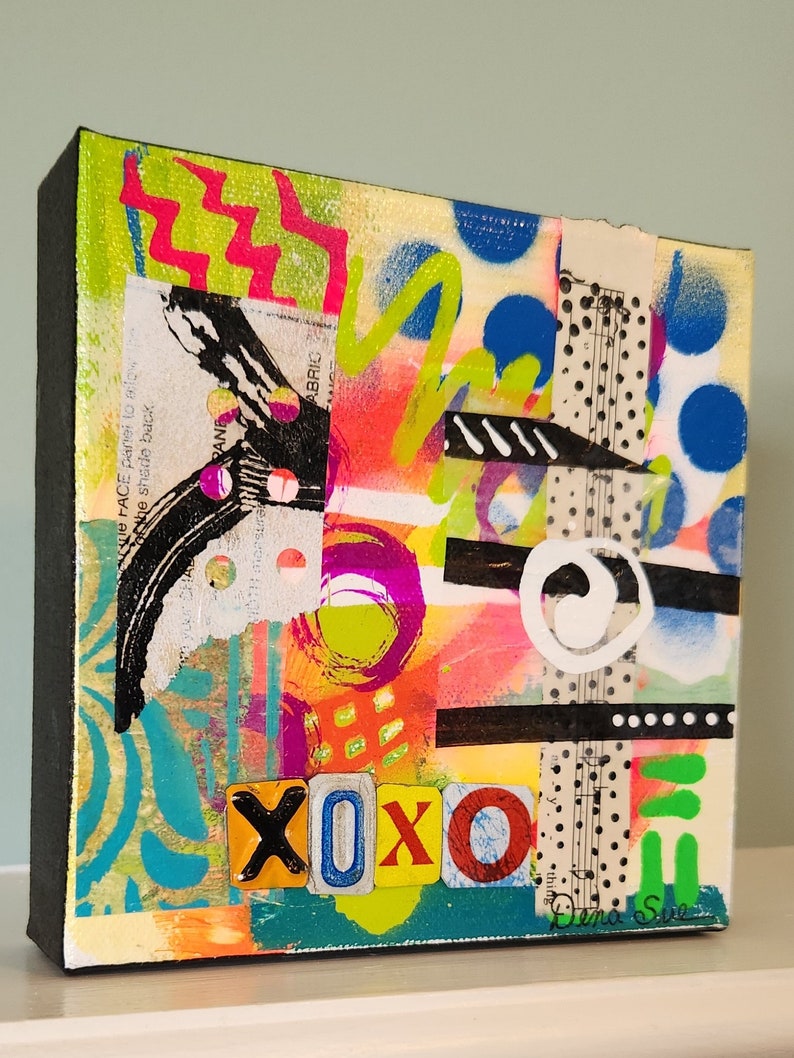 Bright Bold Colorful Artwork, Mini Painting, Abstract Art, Affordable ...