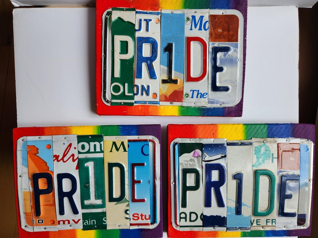PRIDE Sign Handcrafted From License Plates, LGBTQ Wall Art - Etsy