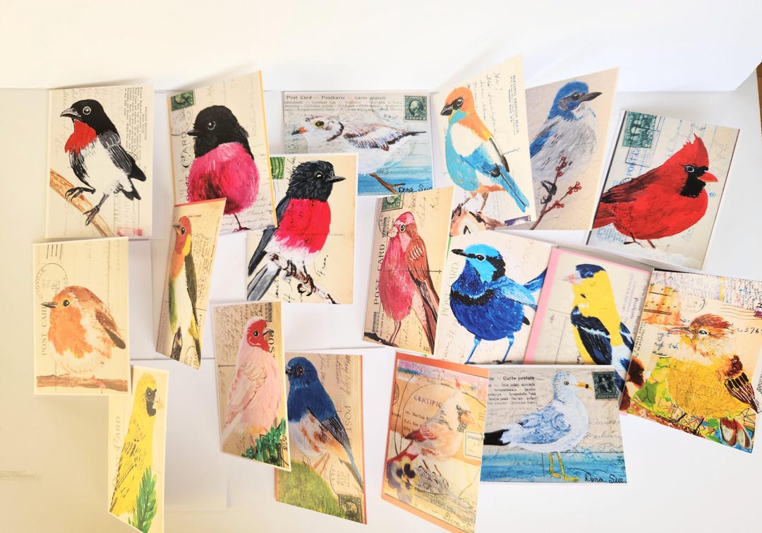 Bird Notecards, Prints of Birds on Vintage Postcards Blank Inside - Etsy
