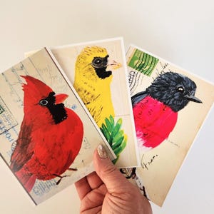 Bird Notecards, Prints of Birds on Vintage Postcards Blank Inside - Etsy