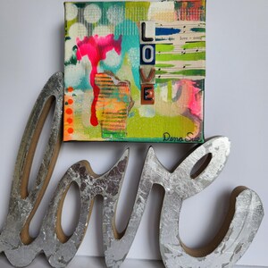 Vibrant Colorful Mixed Media Wall Art, Small Bold Abstract Paintings on ...