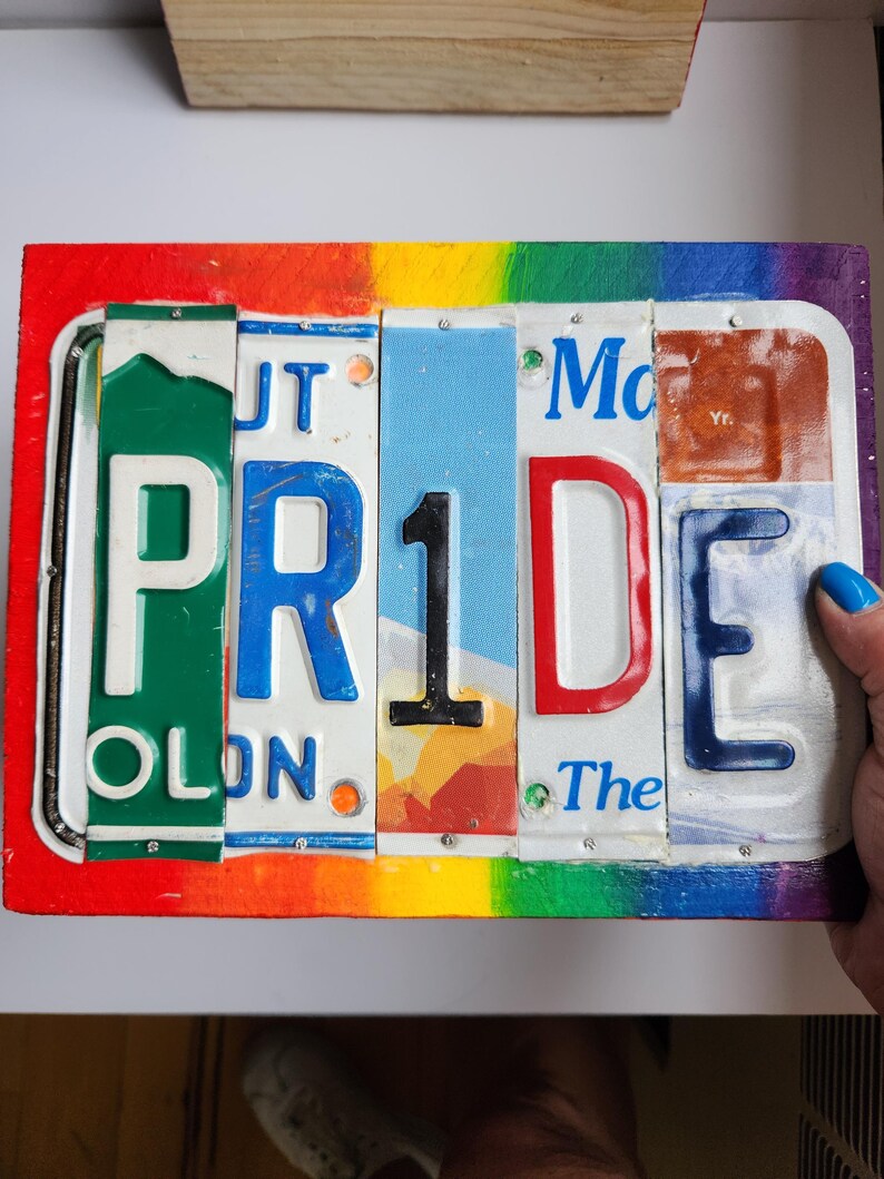 PRIDE Sign Handcrafted From License Plates, LGBTQ Wall Art - Etsy
