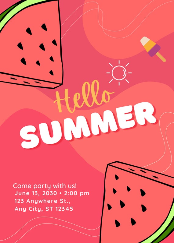 Custom Summer Party Invitation - Etsy
