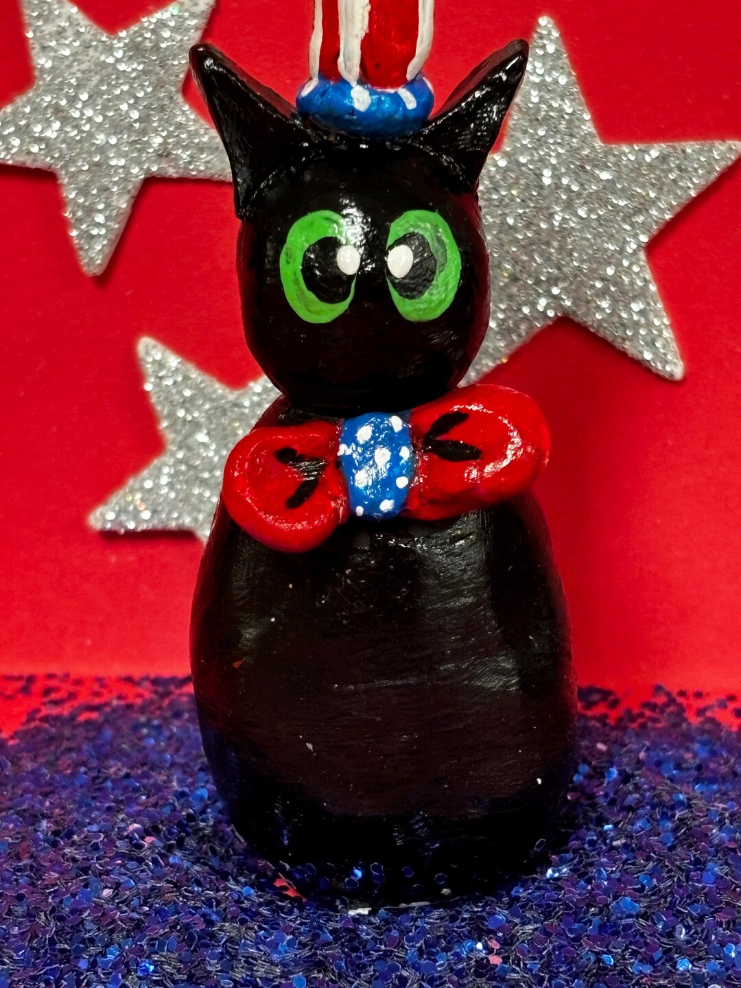 Handmade Uncle Sam American Cat Figurine Personalized - Etsy