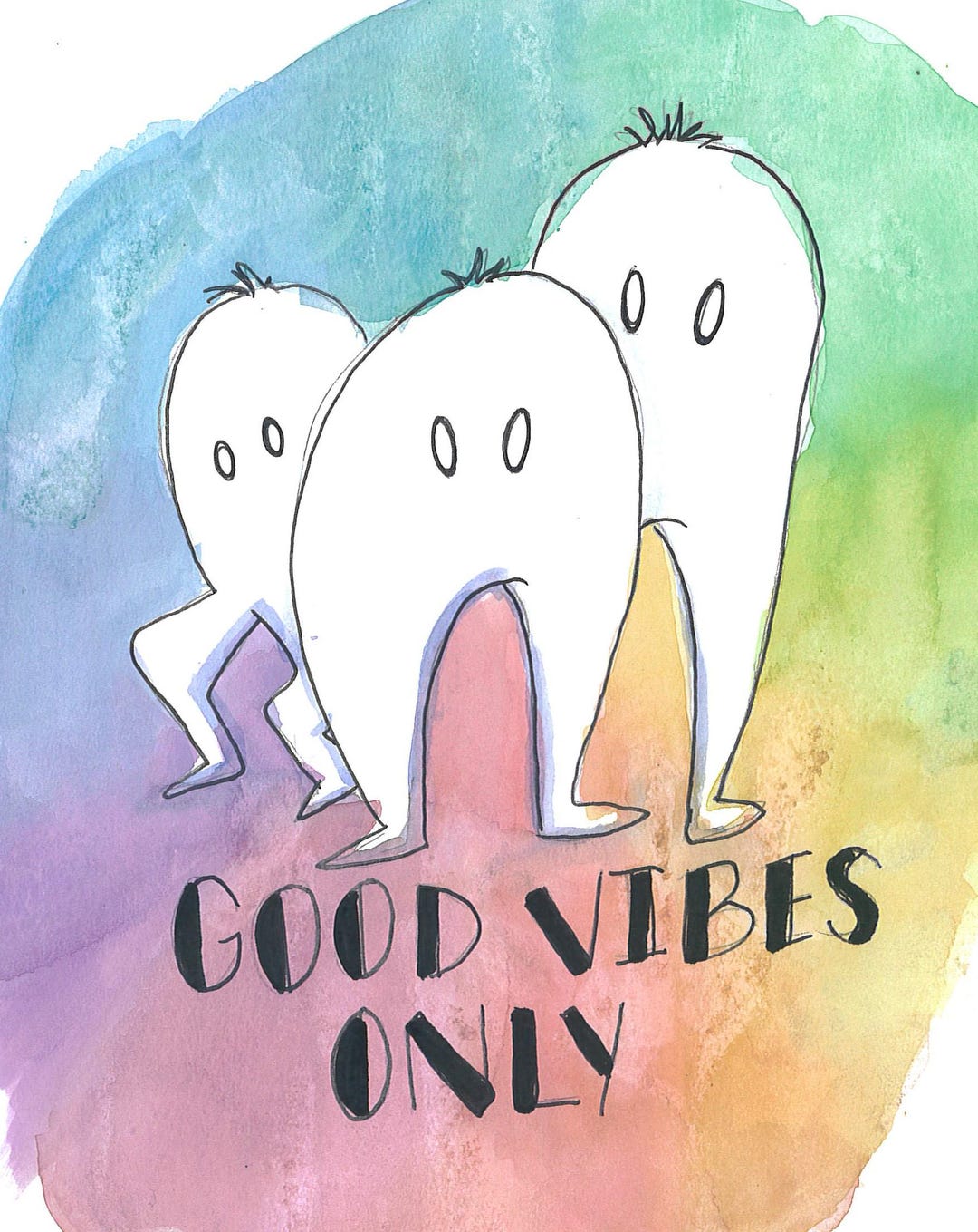 Good Vibes Nightcrawlers Watercolor Illustration Sticker - Etsy