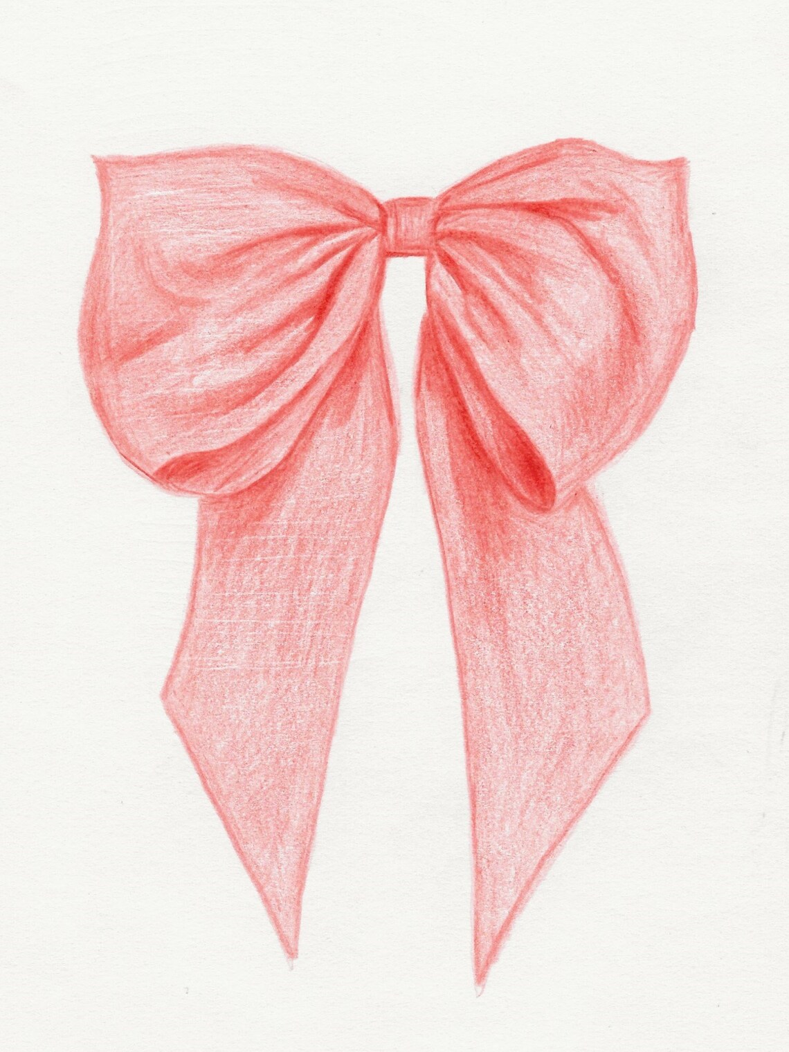 Red Ribbon Bow Colored Sketch - Etsy