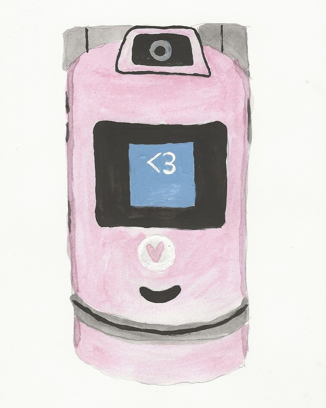 Razor Phone Art Pink Y2K Colored Sketch Print - Etsy