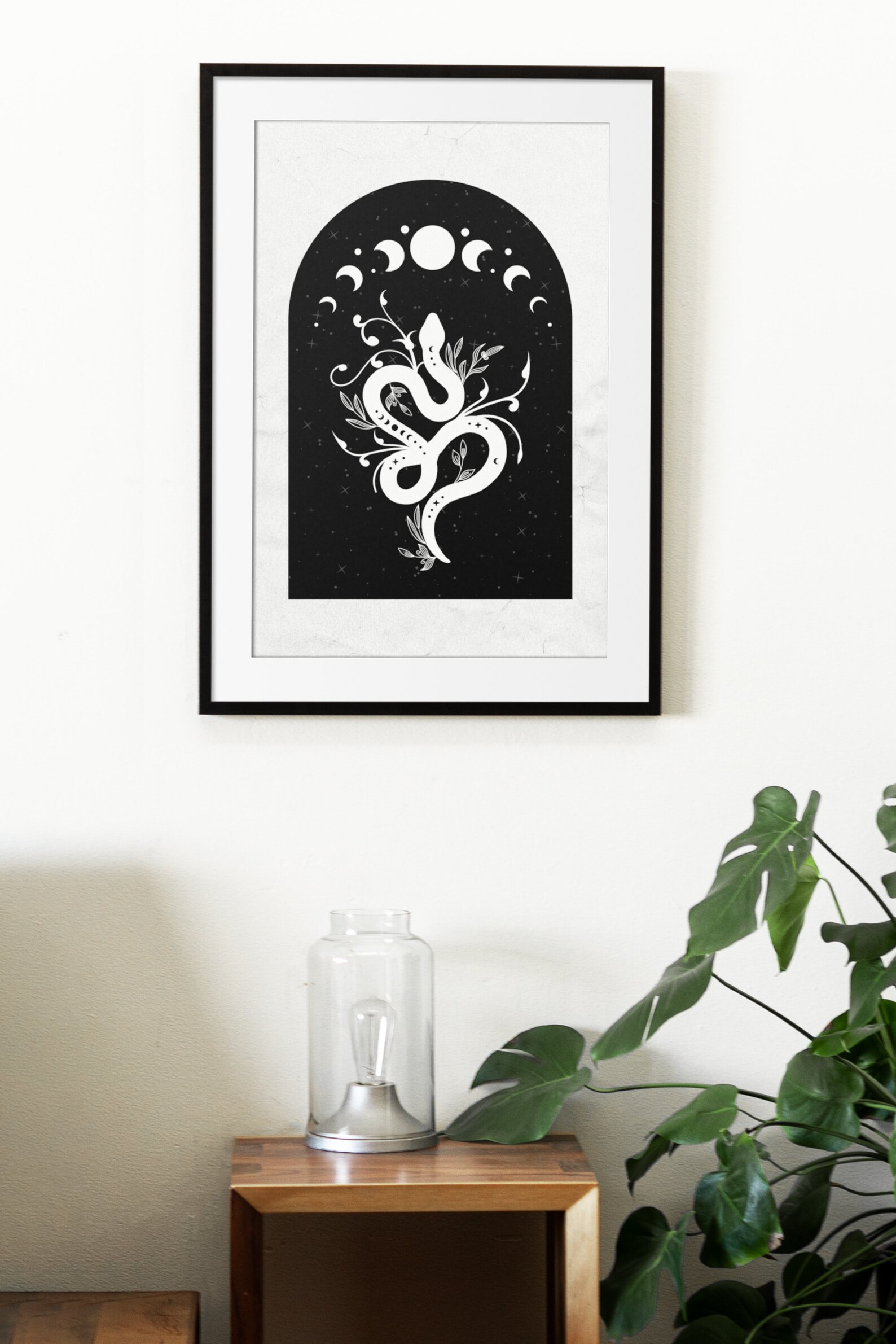 Boho Snake Moon Phases Printable Wall Art Minimal Celestial Digital ...