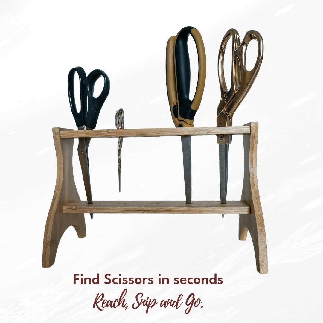 Bamboo Desktop Scissors Stand - Holds up to 5 Pairs of Shears - Etsy