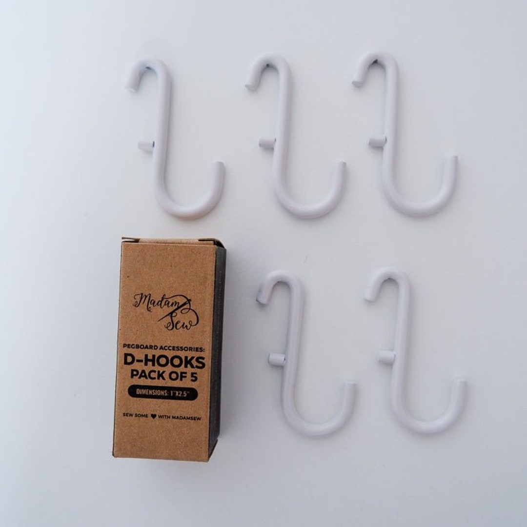 D-hooks Set of 5 - 1.75x1 Inches - Pegboard Accessories - Etsy