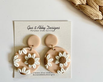Polymer Clay Daisy Earrings I Daisy Dangles I Half Daisy Dangles - Etsy