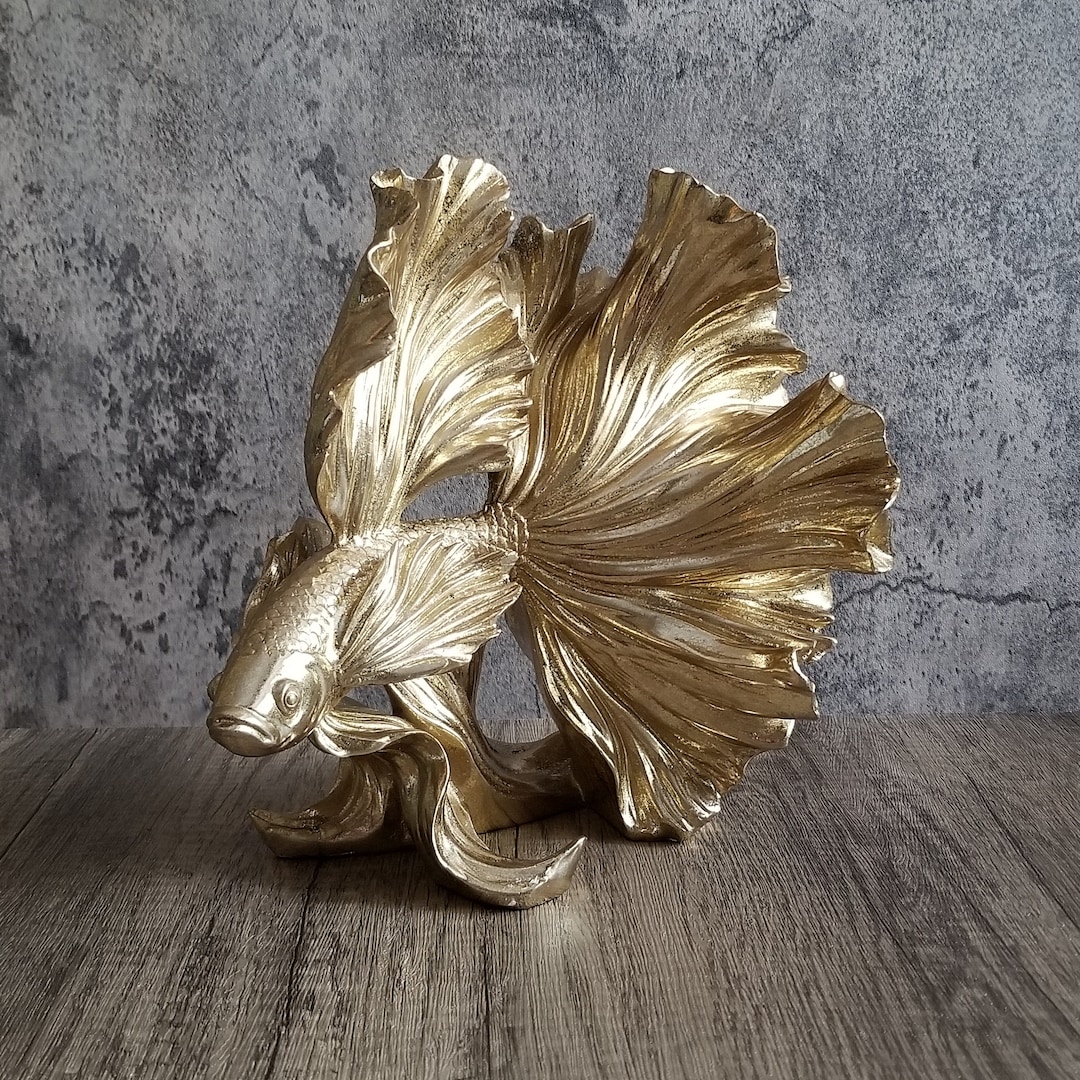 Gold Finish Resin Betta Fish Sculpture - Etsy