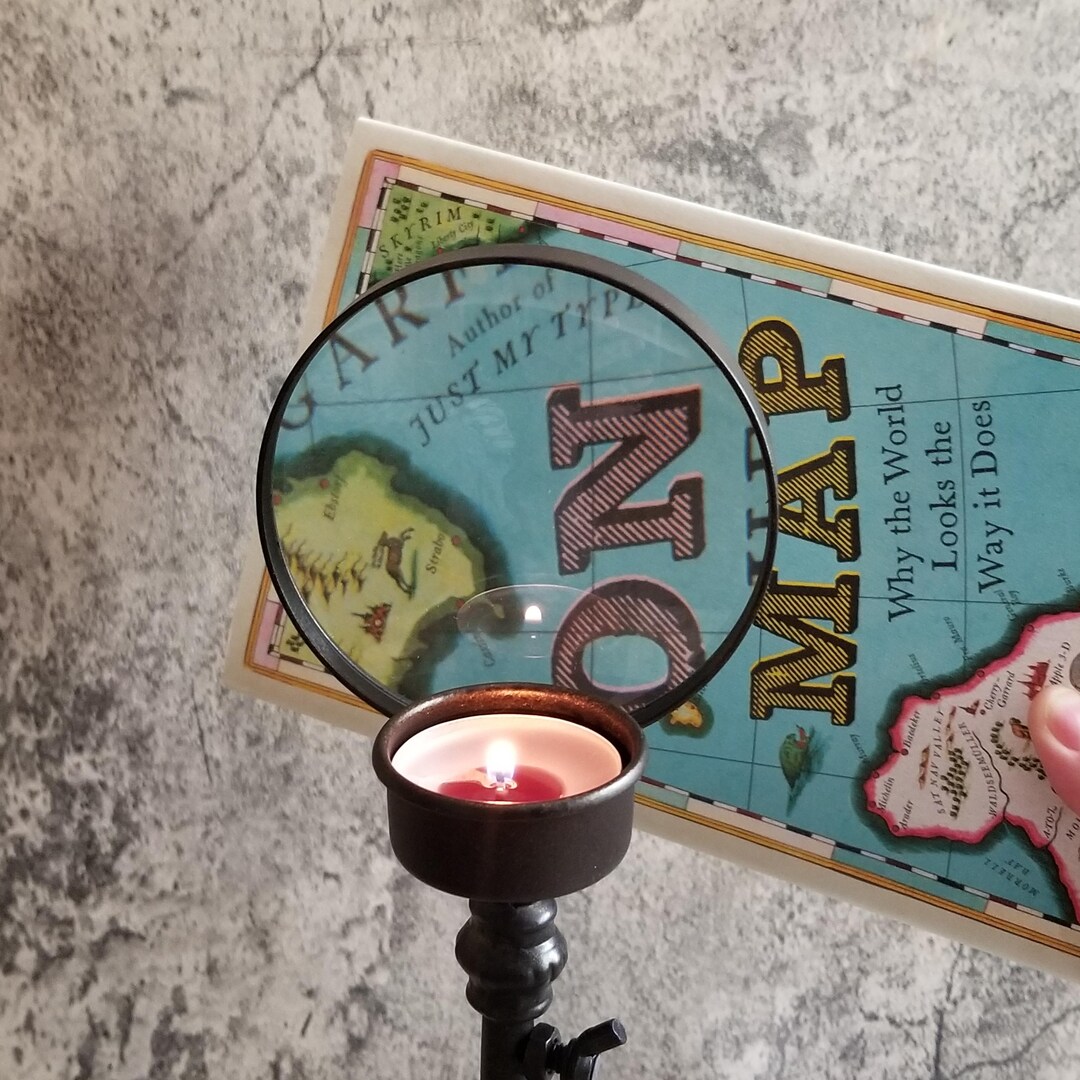 Candle Lit Magnifier on Glass Stand Antique Reproduction - Etsy