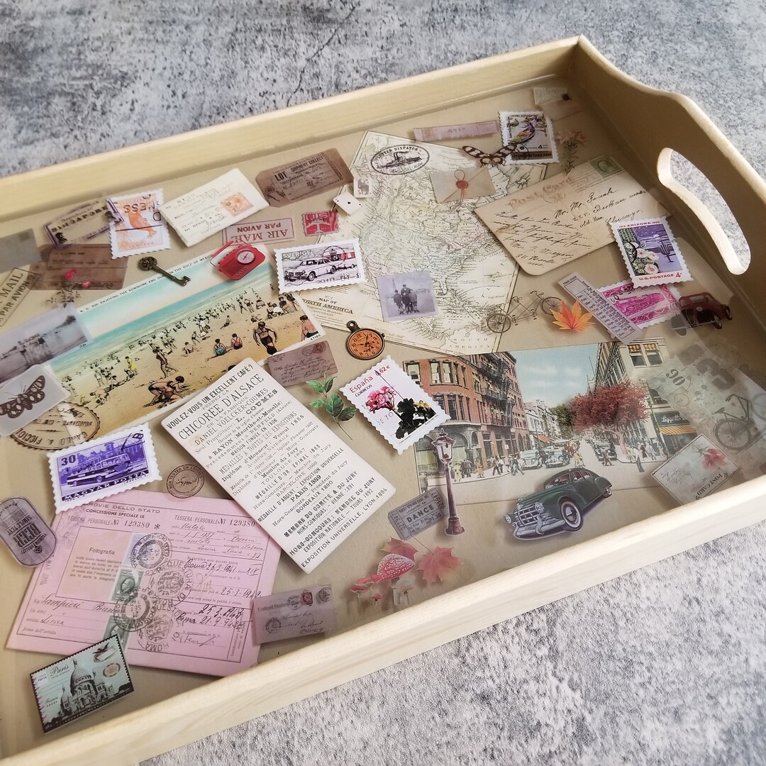 World Traveler Wood & Resin Serving Tray - Etsy