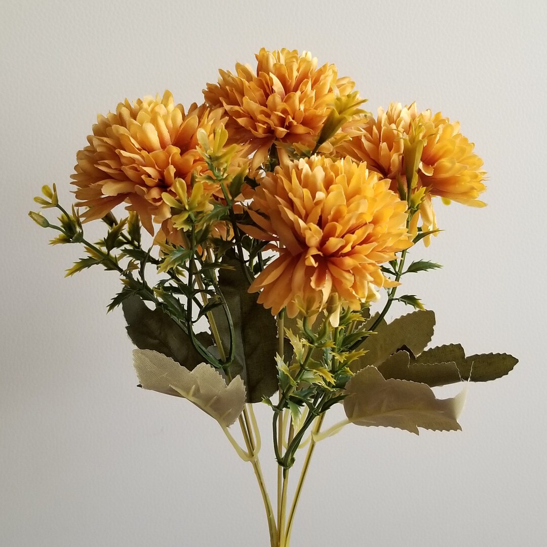 6 Head Mustard Chrysanthemum Spray - Etsy