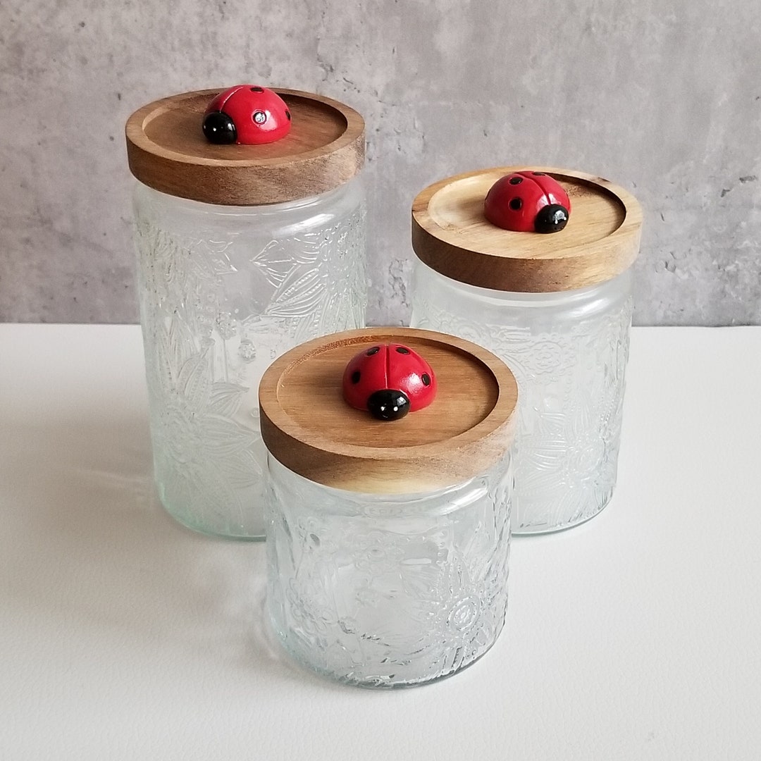 Ladybug Glass Canister Set of 3 - Etsy