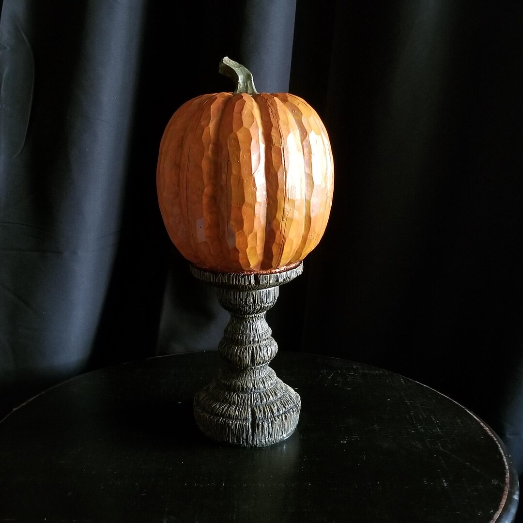 Wood Carved Look Resin Harvest Pumpkin Finial 16-inch - Etsy