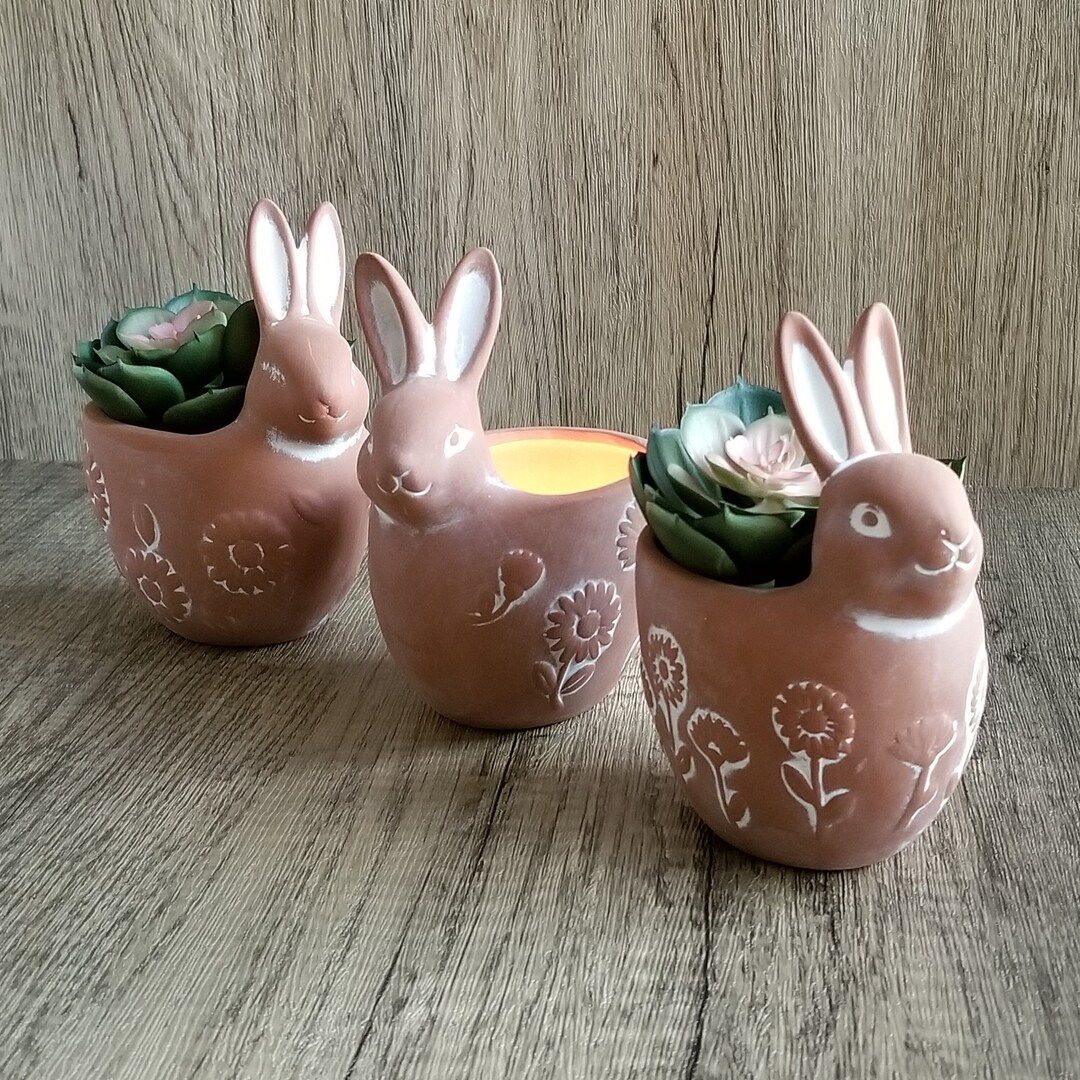 Bunny Terracotta Planters Set of 3 - Etsy
