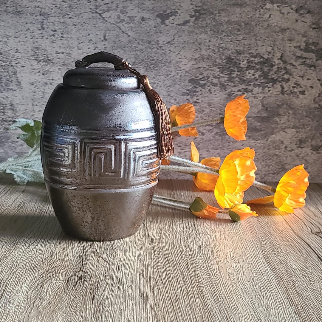 Tea Canister, Traditional Chinese Rustic Stoneware Tea Canister W ...