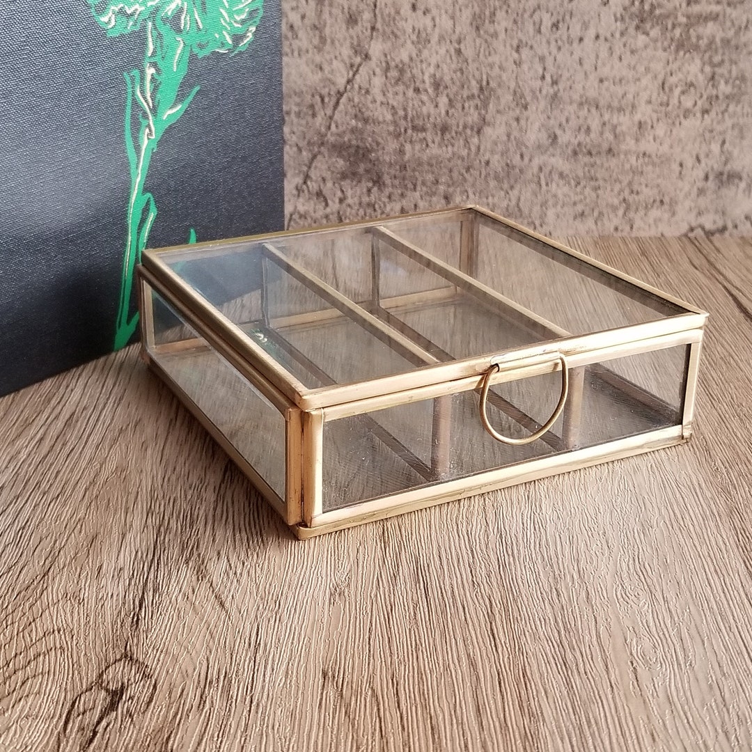 Glass Box, Brass Box, Decorative Glass Box, Brass Finish Metal & Glass ...