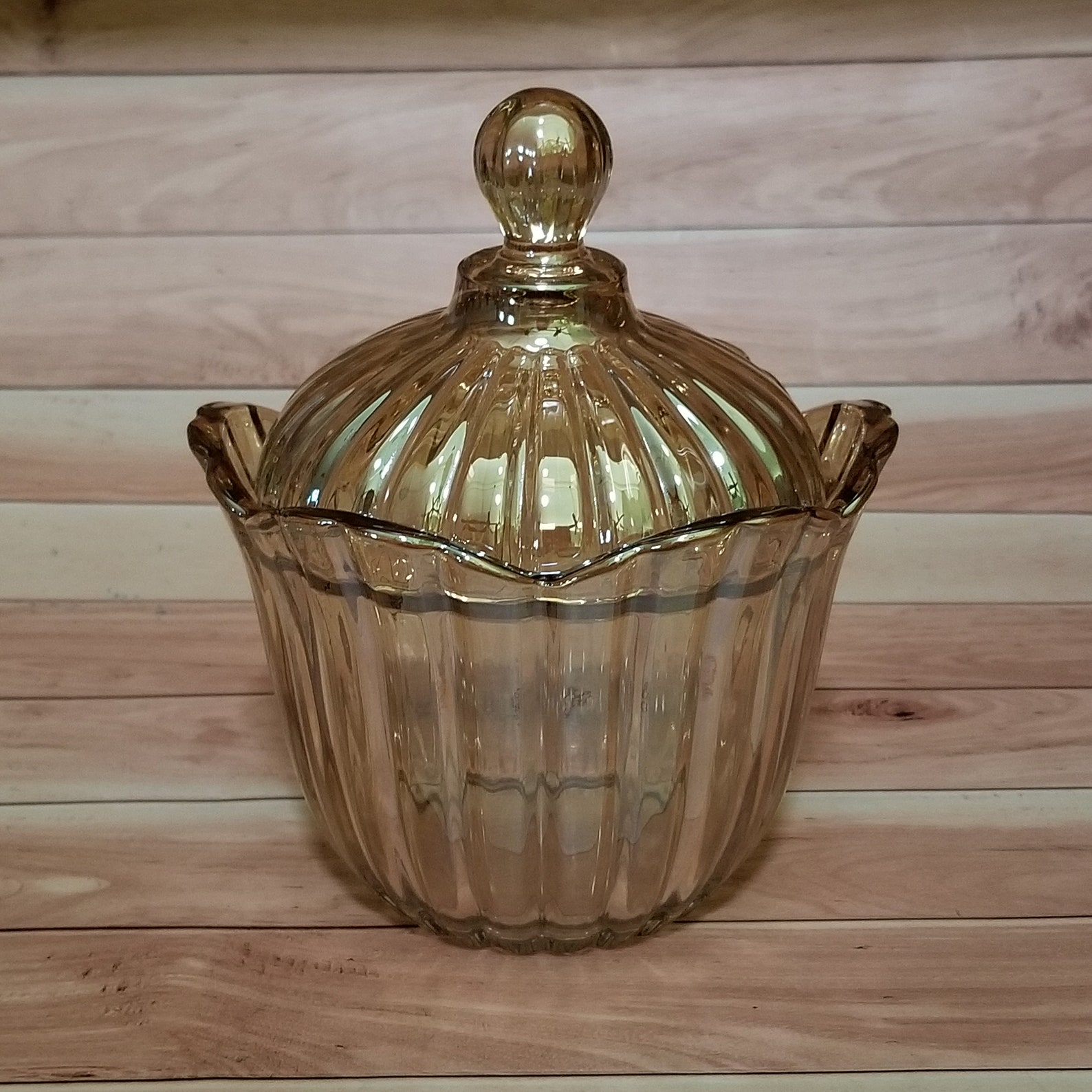 Royal Crown Victorian Style Iridescent Amber Glass Candy Jar - Etsy