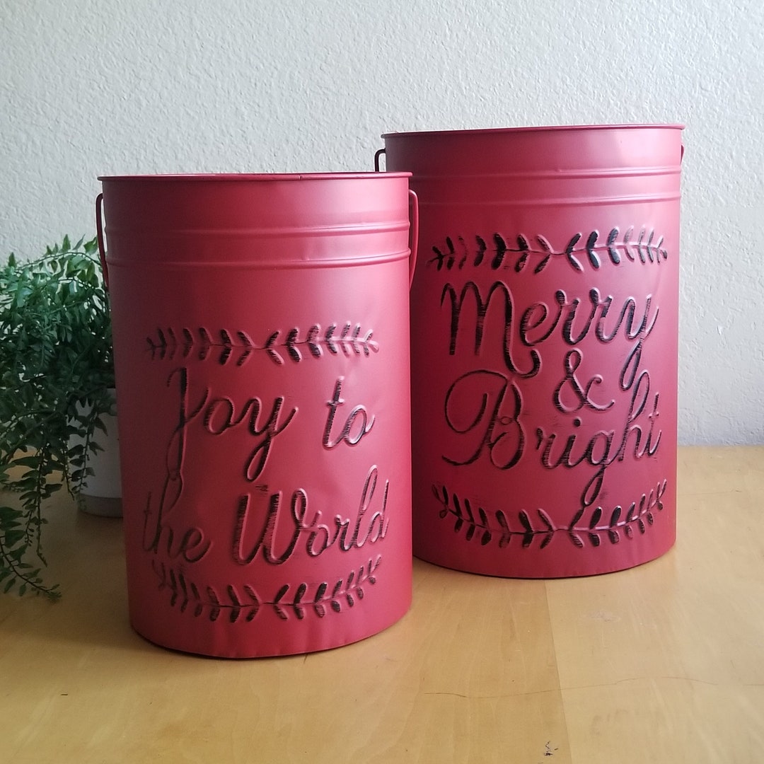 Rustic Red Holiday Buckets Set of 2 - Etsy
