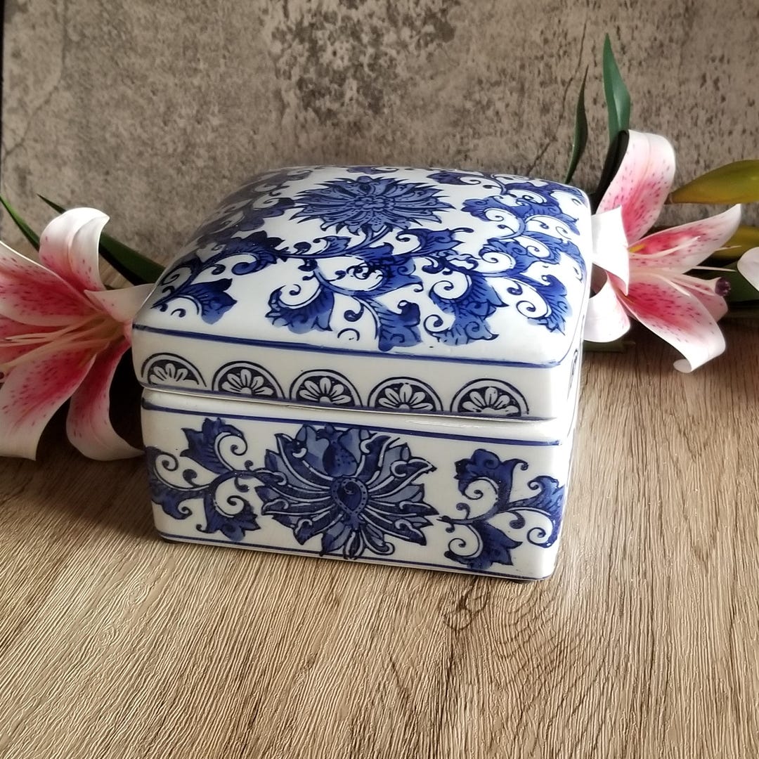 Lotus Chinoiserie Square Box 6-inch - Etsy