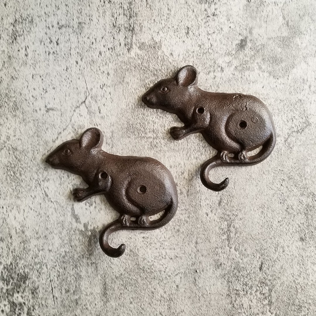 Cast Iron Mouse Wall Hook Set of 2 - Etsy